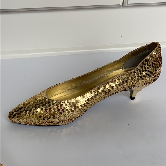 Private Collection | Shoes | Private Collection Gold Sequin Pumps ...